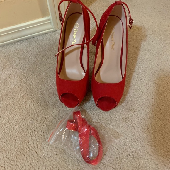 Dream Pairs | Shoes | Red Open Toe Platform Pumps | Poshmark